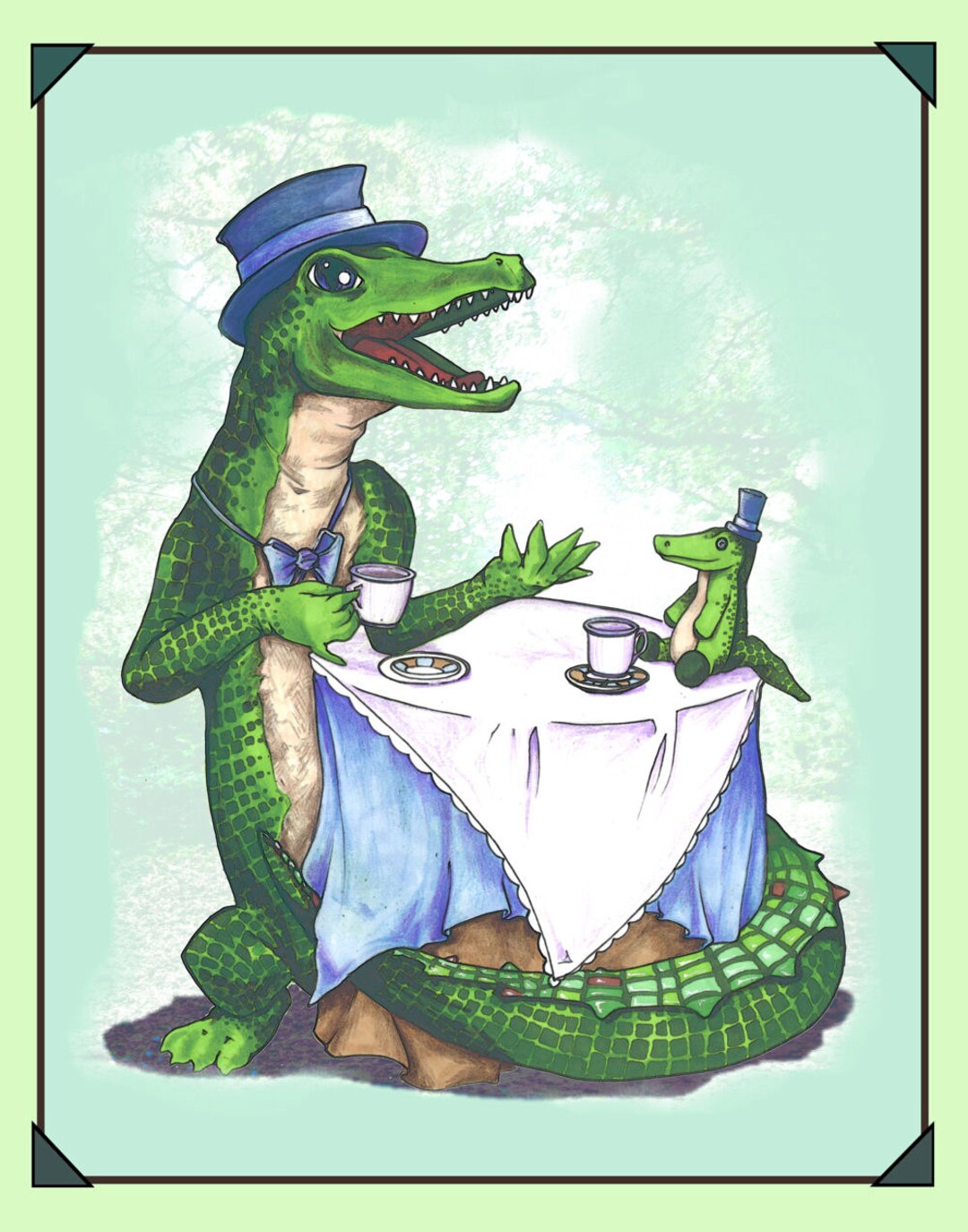 Jacoby, Gentleman Crocodile - 8x10 or 11x14 Print - Cute Animals Art ...