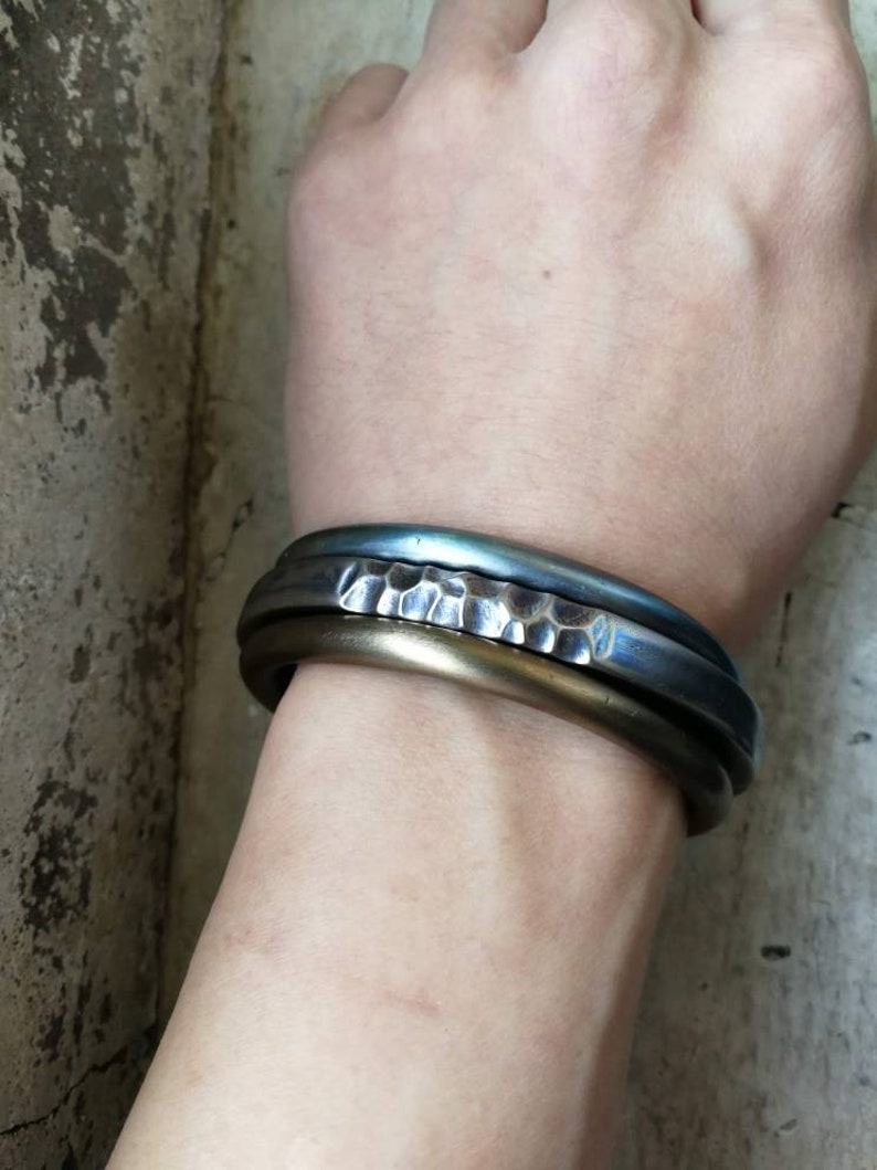 6810mm Wide Titanium Cuff Bracelet Hammered Rustic Rough - Etsy