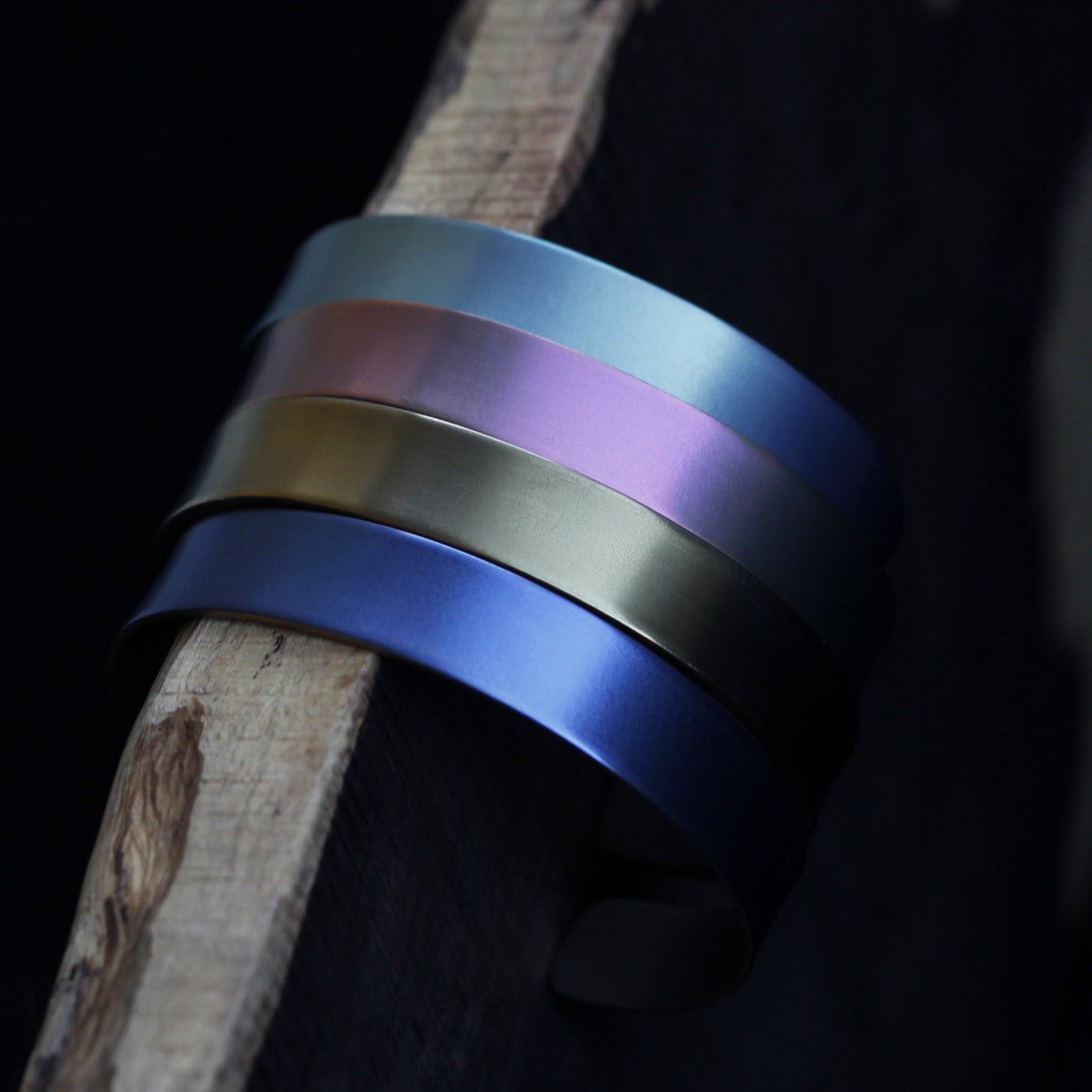 12.7mmx1.2mm Wide and Thick, Titanium Cuff Bracelet, Anodized Handmade ...