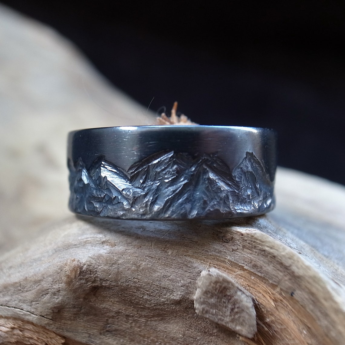 Mountain Range Ring Titanium6mmdark Gray Handmade - Etsy