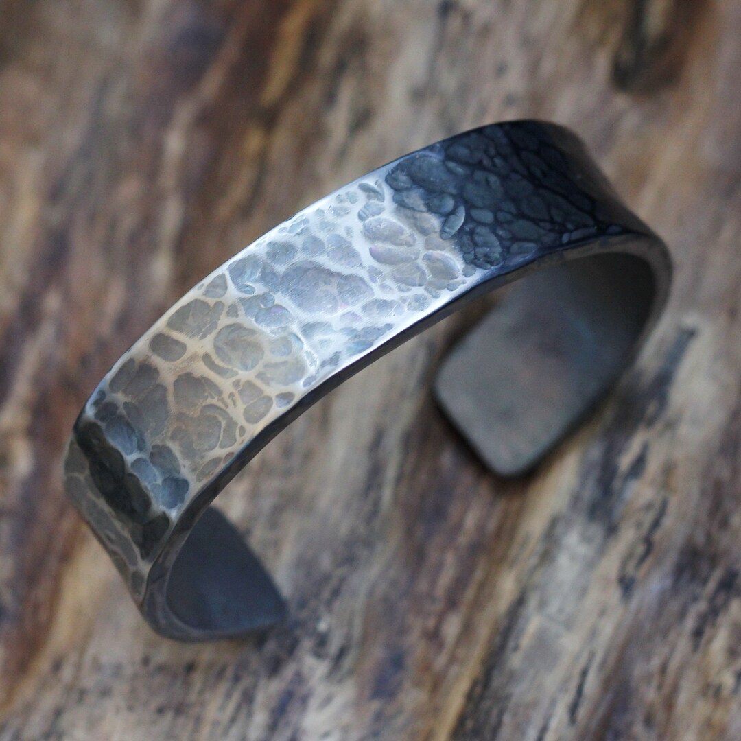 20mm X 4mm, Heavy Titanium Cuff Bracelet, Anodized Hammered Solid Grade ...