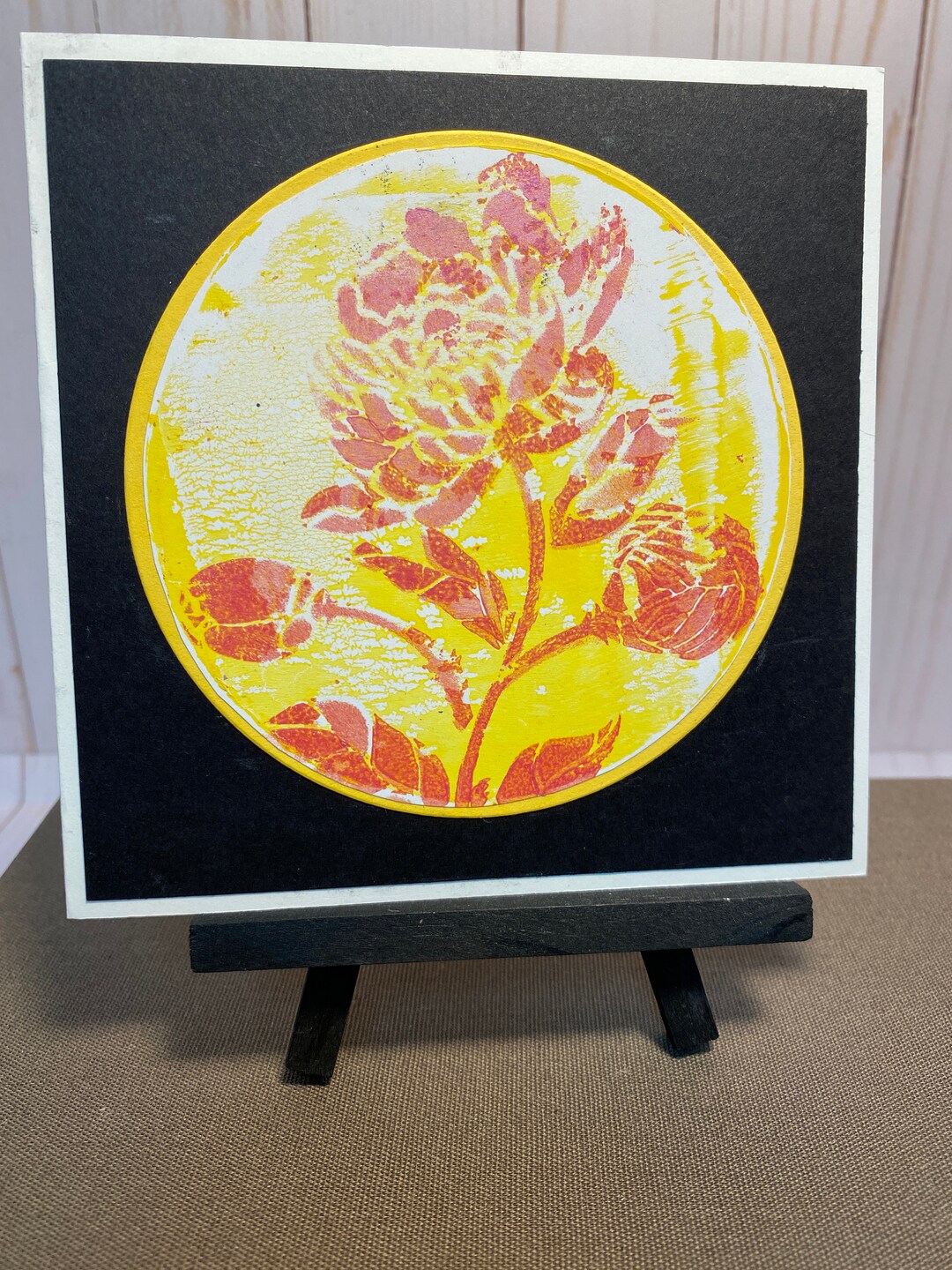 4x4 Notecard. Simple Flower Design. Hand Painted. Acrylic Monoprint ...
