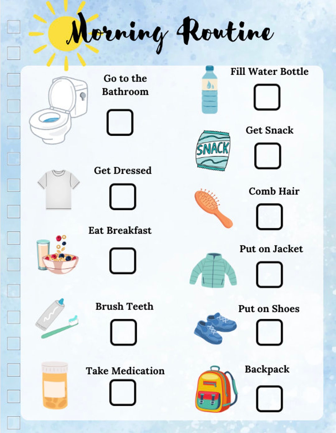 Kids Morning Routine Without Feelings Chart - Etsy