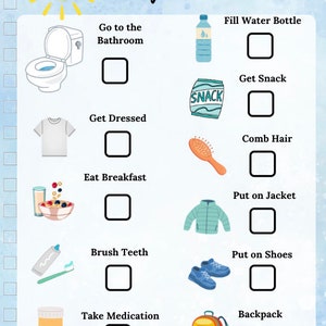 Kids Morning Routine Without Feelings Chart - Etsy
