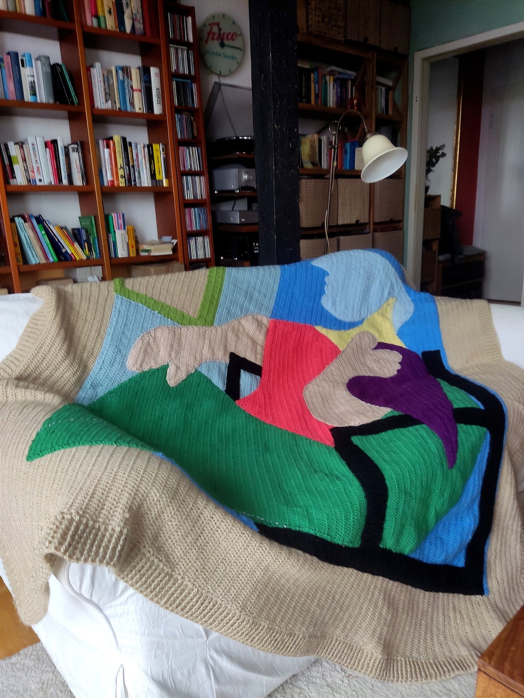 Crochet Blanket Picasso Painting Crochet Blanket Cosy Crochet Throw Red ...