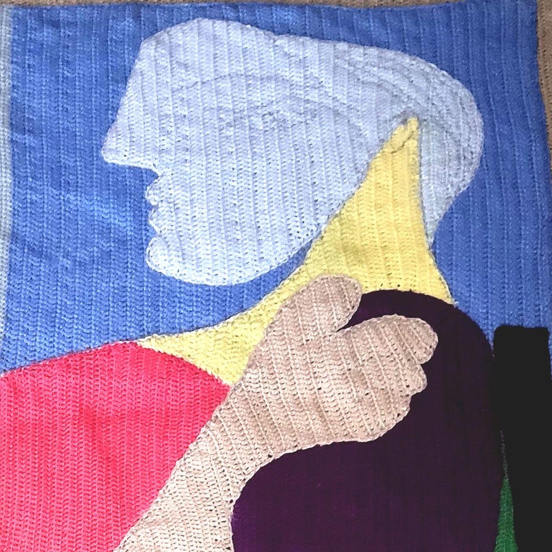 Picasso Inspired Crochet Blanket Blanket, Finished Crochet Art Sofa ...