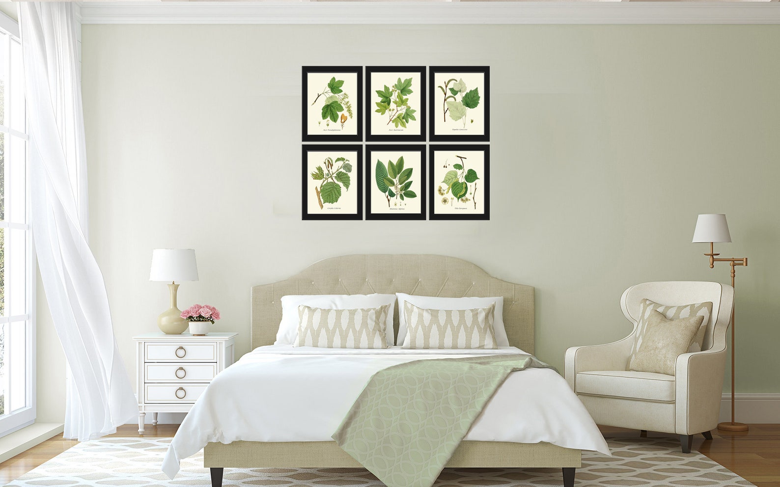 Green Trees Botanical Print SET of 6 Tree Prints Wall Art Beautiful ...