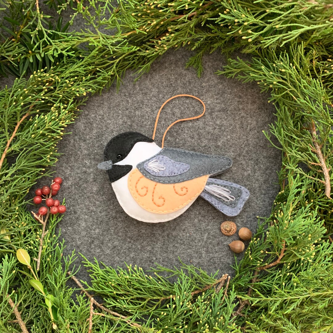 Chipper Chickadee Felt Bird Ornament Handcrafted in - Etsy