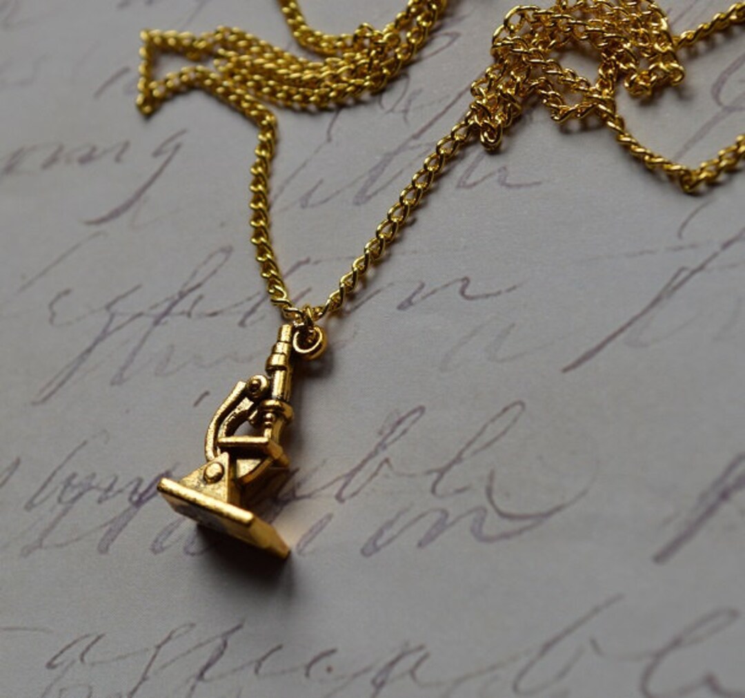 Biolojewerly - Microscope Science Chemistry Biology Necklace - Gold ...