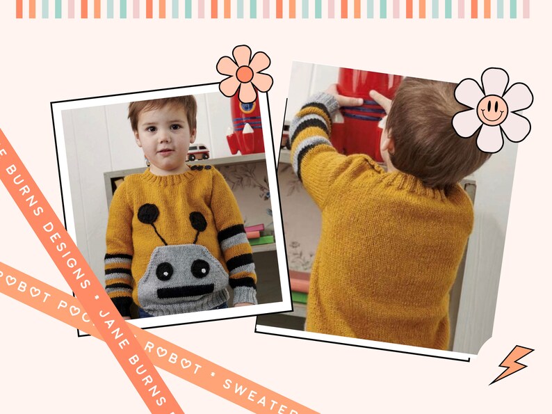 Kids Robot Pocket Jumper, Robot Sweater Knitting Pattern - PDF DOWNLOAD ...