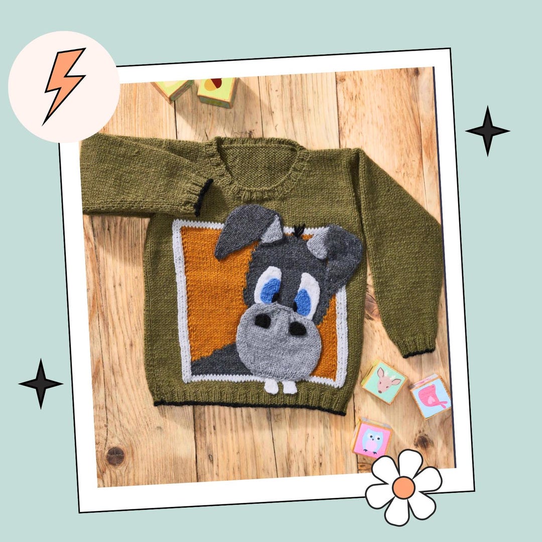 Knitting Pattern: Donkey Intarsia Kids Sweater (digital Download ...