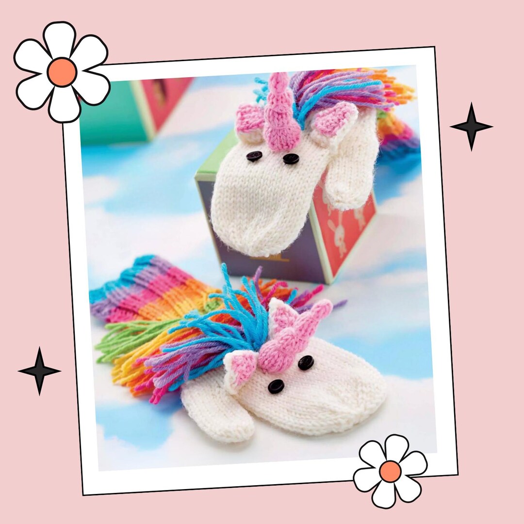 Simple Knitted Unicorn Mittens for Children, Knitting Pattern for Girls ...