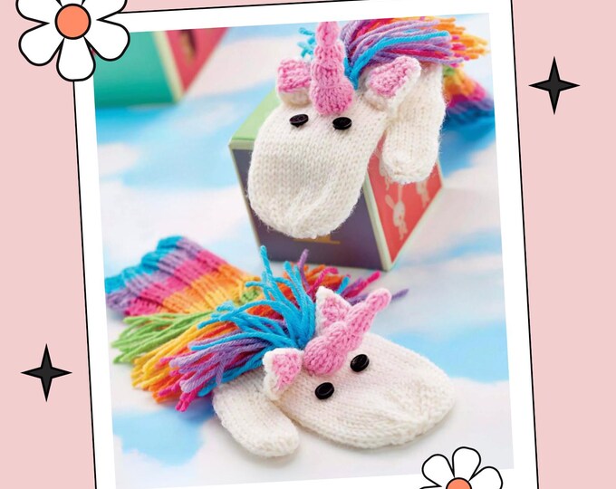 Aurora Unicorn Mittens Pattern, Knitted Mittens, Kid's Mittens, Pdf ...