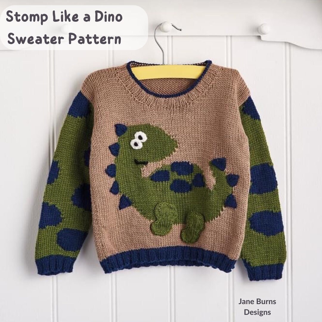 Stomp Like a Dino Sweater Knitting Pattern, DOWNLOAD - Etsy