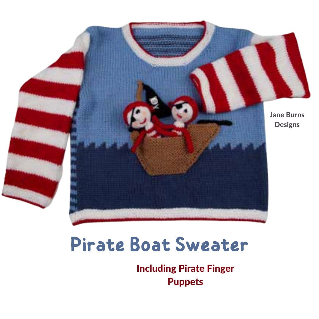 Pirate Boat Sweater and Finger Puppets Knitting Pattern DOWNLOAD - Etsy