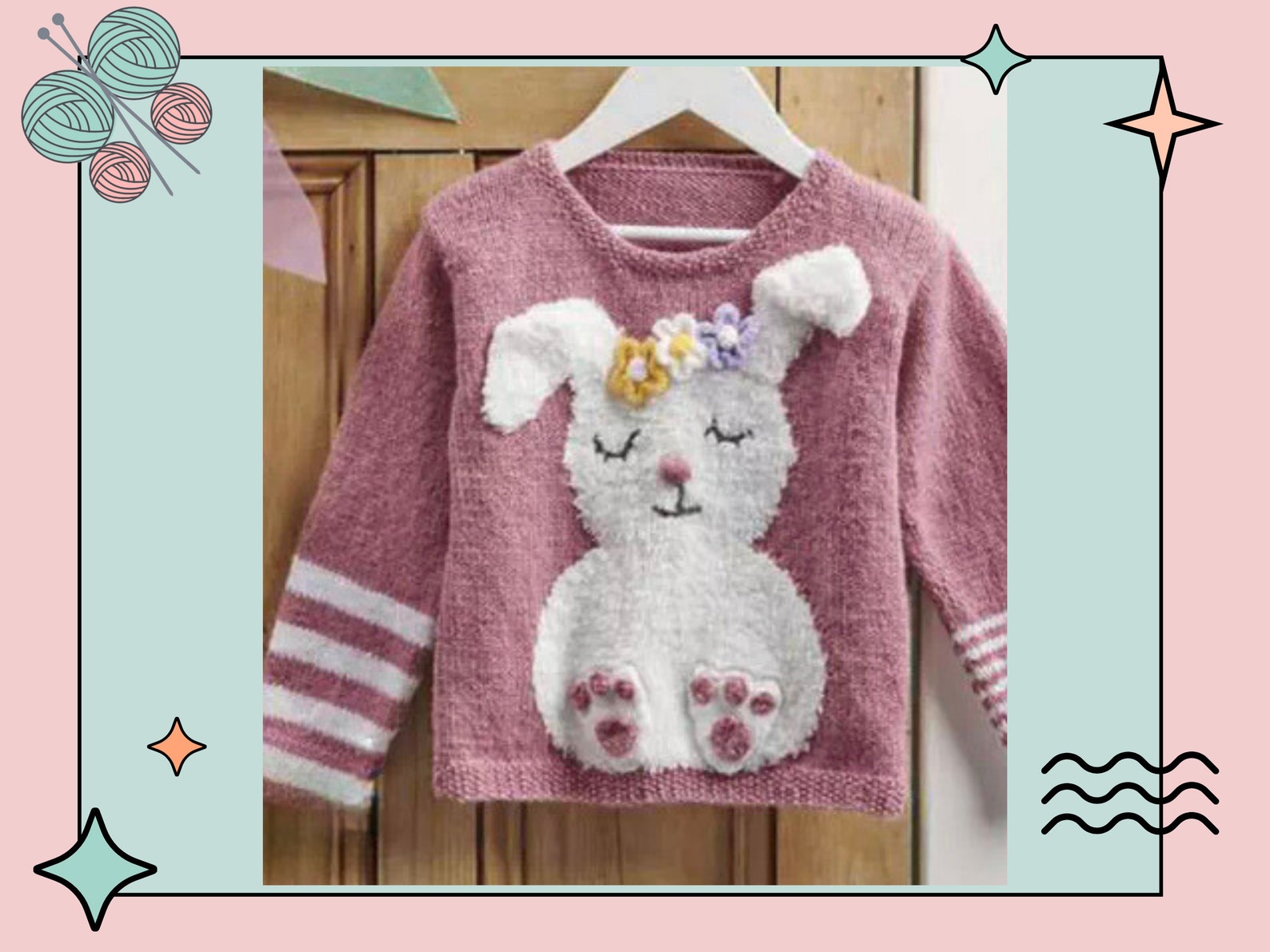 Kids Bunny Sweater Knitting Pattern, Childs Easter Jumper (PDF Download ...