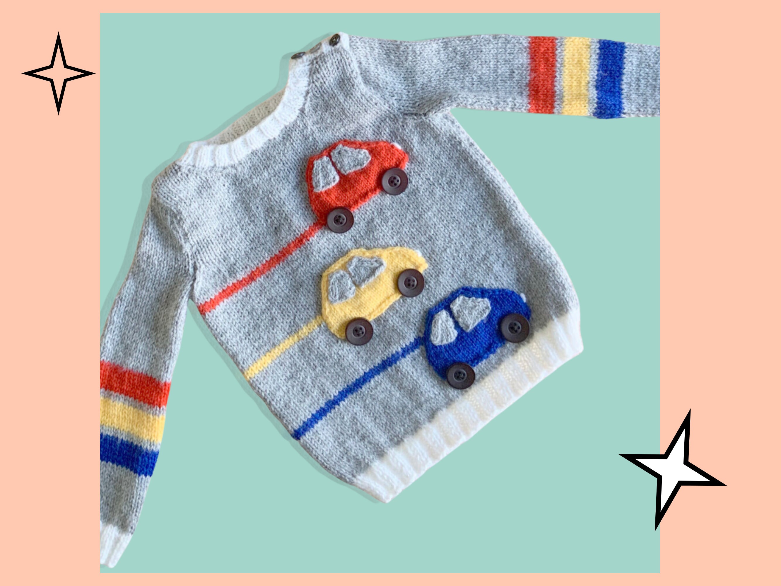 Kids Racing Car Jumper, Racing Stripes Sweater Knitting Pattern ...