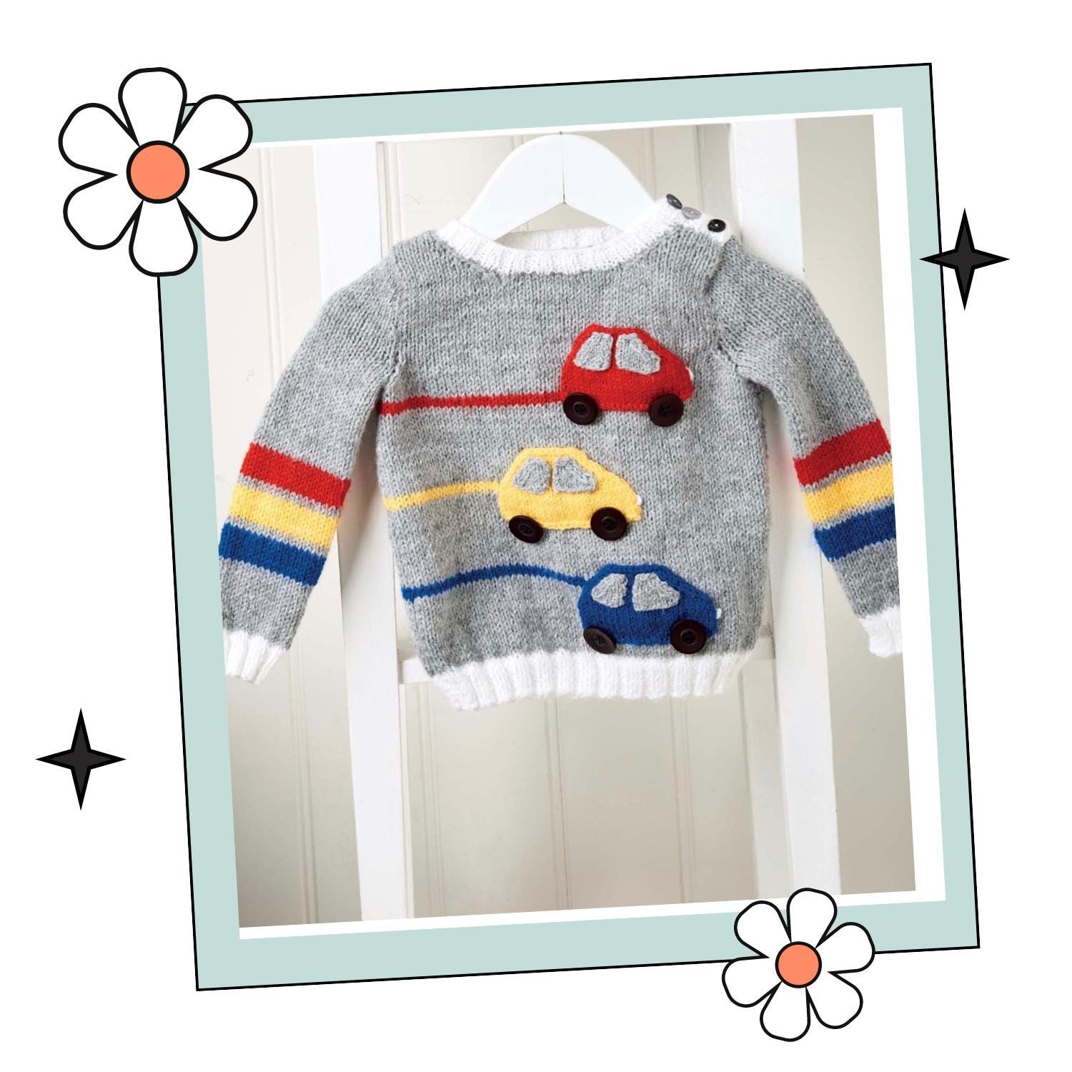 Kids Racing Car Jumper, Racing Stripes Sweater Knitting Pattern (PDF ...