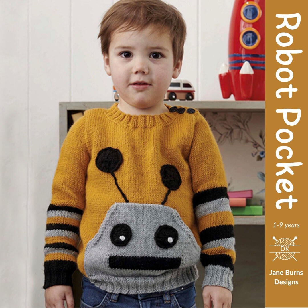 Robot Pocket Sweater Knitting Pattern DOWNLOAD - Etsy