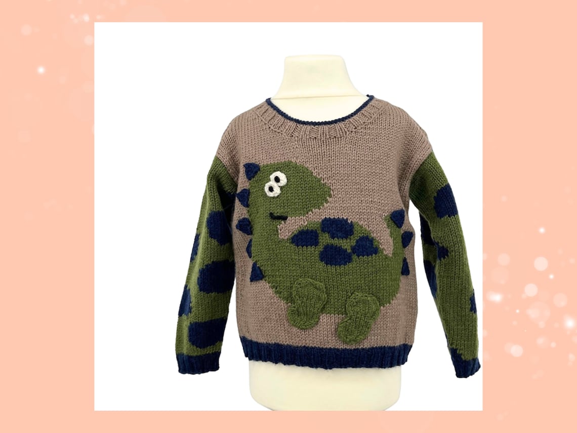 Stomp Like a Dinosaur Jumper Kids Jumper, Dinosaur Sweater Knitting ...