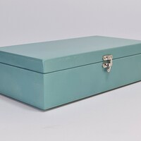 Jewelry Box Wood | Blue Jewelry Box | Blue and Gray Home Decor | Blue ...
