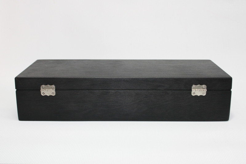 Black Wooden Keepsake Box / Storage Box / Gift Set Box 14.17 X 5.70 X 2 ...