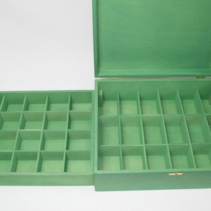 Large Wooden Storage Box / Green Collection Box With Removable ...