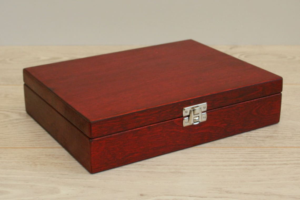 Red Wooden Gift Box / Keepsake Box 8.66 X 6.50 X 2.16 Inch / - Etsy