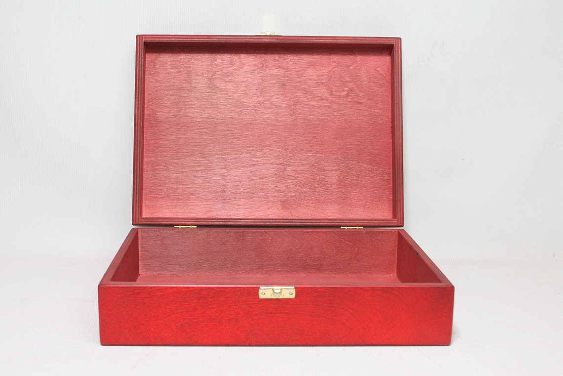 Red Wooden Keepsake Box / Wooden Gift Box / Wooden Storage Box - Etsy