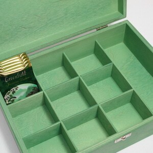 10 Compartments Wooden Tea Box / Green Box / Wooden Keepsake Box ...