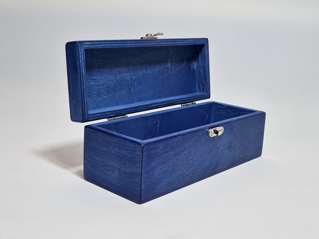 Blue Wooden Keepsake Box / Wooden Gift Box / Wooden Storage Box / Blue ...