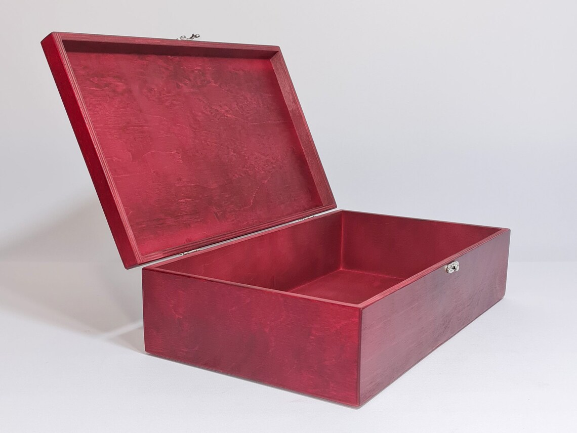 Large Storage Box / Big Wooden Box / Wooden Gift and Keepsake Box / Red ...