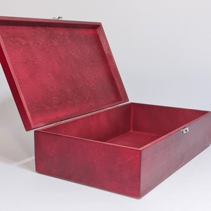 Large Storage Box / Big Wooden Box / Wooden Gift and Keepsake Box / Red ...