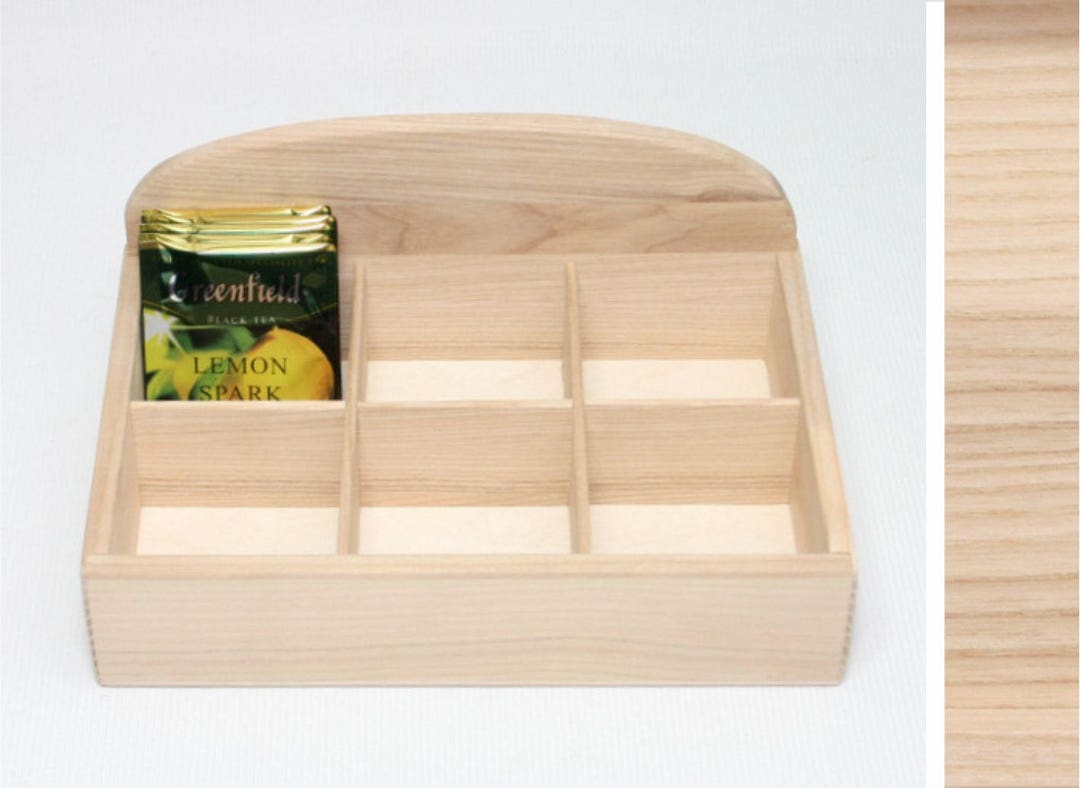 Wooden Tea Box / 6 Open Compartments Box / Ash Wood Box / Natural Wood ...