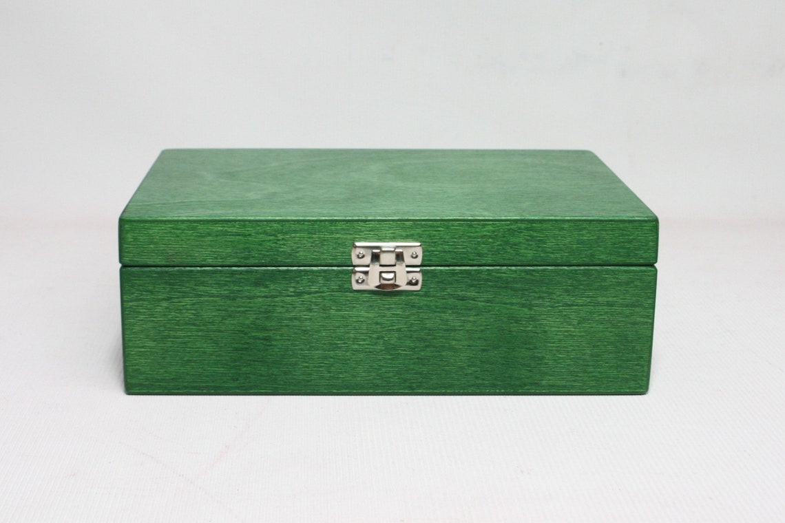 Dark Green Wooden Box / Storage Box / Keepsake Box / Gift Box - Etsy