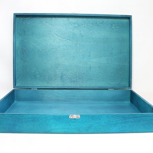 Large Turquoise Wooden Box / Gift Box / Big Storage Box / 19.68 X 12.20 ...