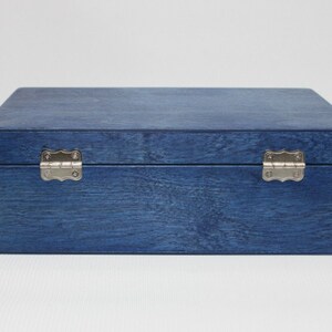 Blue Compartment Box / 6 Compartment Box / Wooden Keepsake Box ...