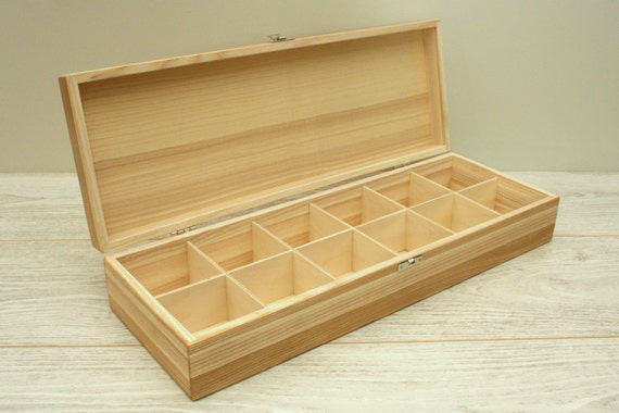 Large Collection Box / 12 Compartments Ash Wood Box / Wooden - Etsy