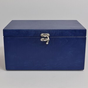 Dark Blue Wooden Box / Gift Box / Keepsake Box / Storage Box 9.05 X 5. ...