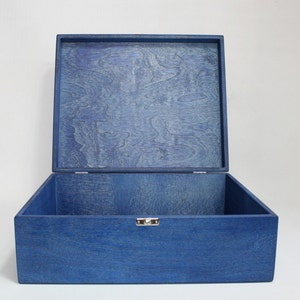 Blue Wooden Box / Large Gift Box / Big Storage Box / Blue Storage Box ...