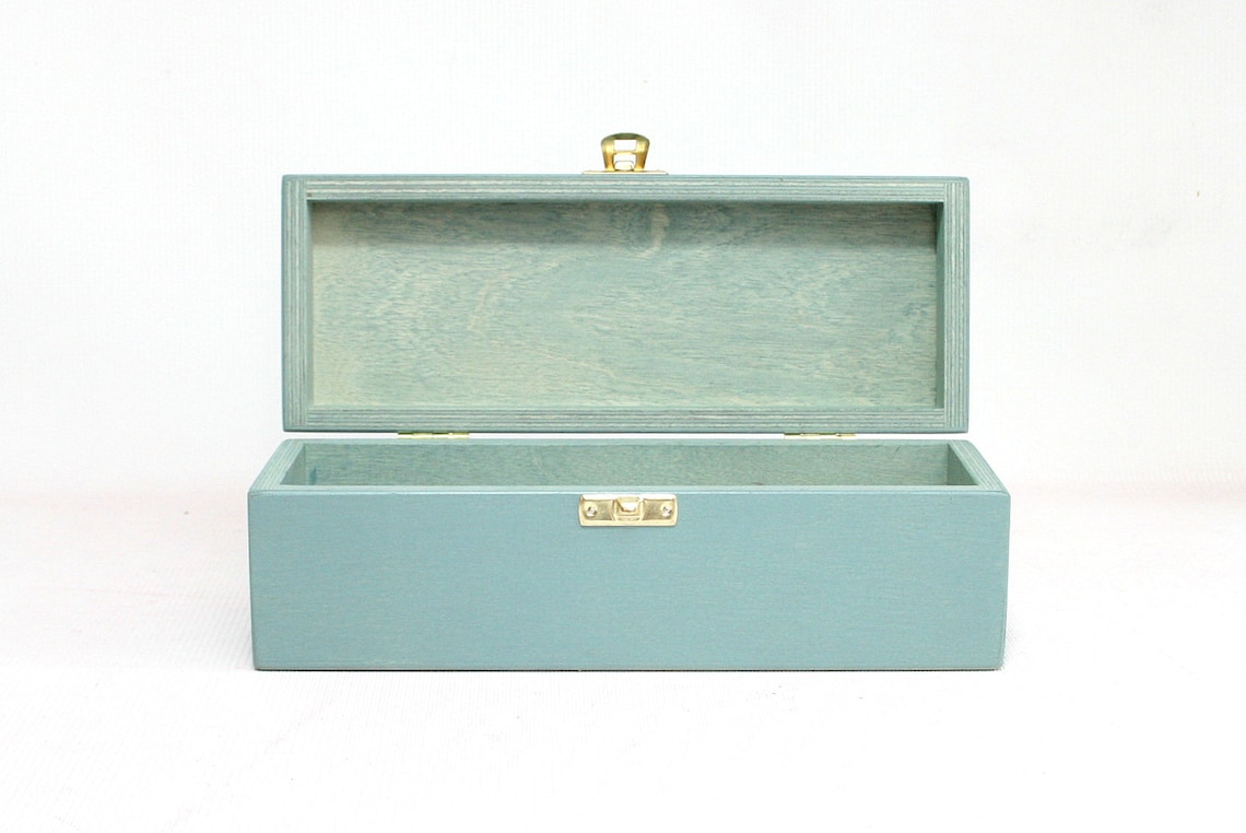 Light Blue Wood Box / Wooden Gift Box - Etsy