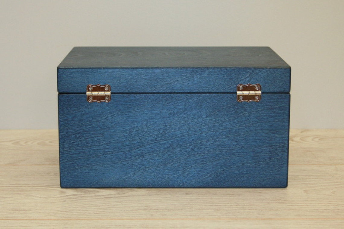 Blue Wooden Box / Gift Box / Keepsake Box / Storage Box 9.05 X | Etsy