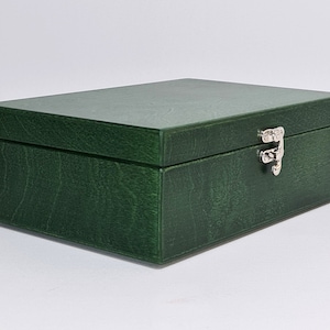 Dark Green Wooden Box / Storage Box / Keepsake Box / Gift Box / Plywood ...