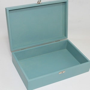 Light Blue Wooden Gift Box / Keepsake Box / Jewelry Box / Storage Box ...