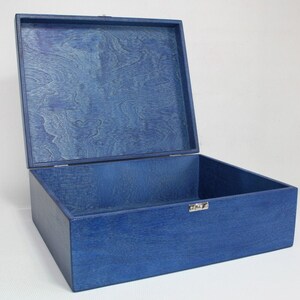 Blue Wooden Box / Large Gift Box / Big Storage Box / Blue Storage Box ...