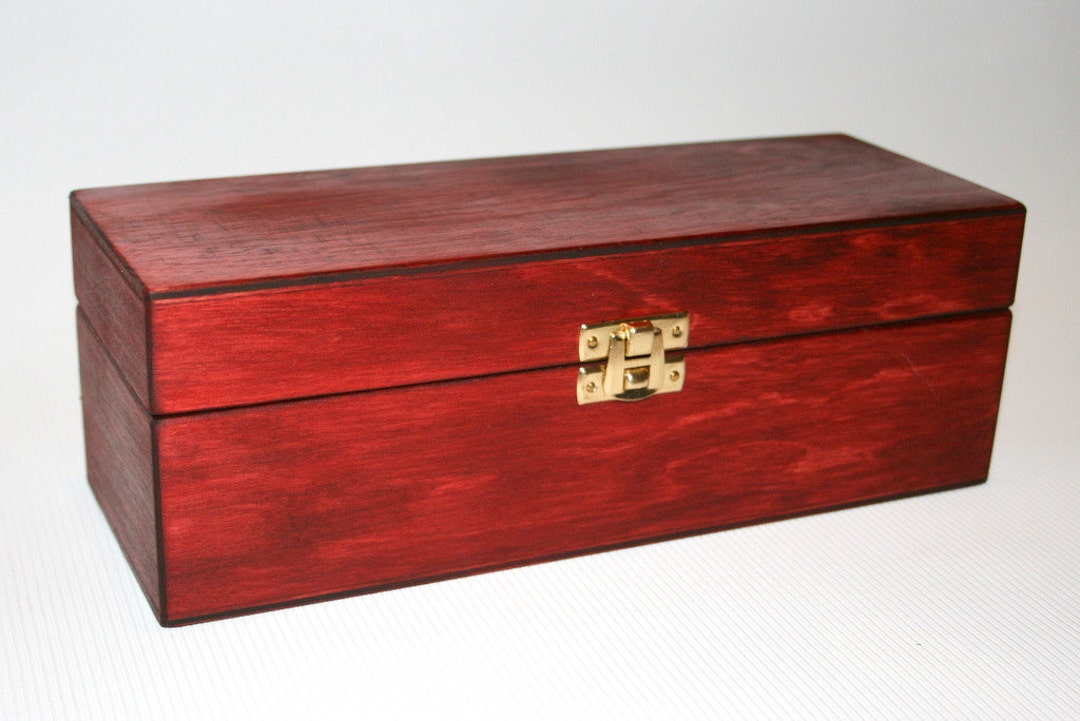 Red Storage Box / 3 Compartments Wooden Box / Wooden Keepsake Box ...