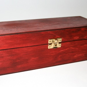 Red Storage Box / 3 Compartments Wooden Box / Wooden Keepsake Box ...