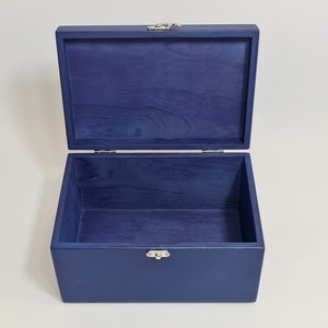 Dark Blue Wooden Box / Gift Box / Keepsake Box / Storage Box 9.05 X 5. ...