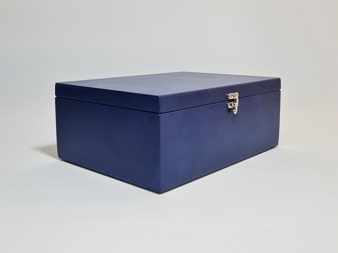 Wooden A4 Size Box / Dark Blue Wooden Box / A4 Size Storage Box / 12 X ...