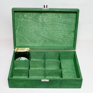 10 Compartments Tea Box / Dark Green Box / Wooden Keepsake Box ...